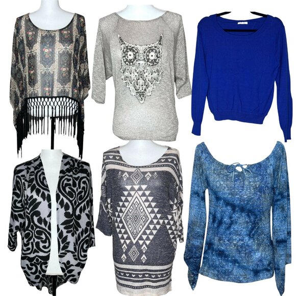 Various | Tops | Lot Of 6 Womens Sweaters Tops Boho Knit Cardigan ...
